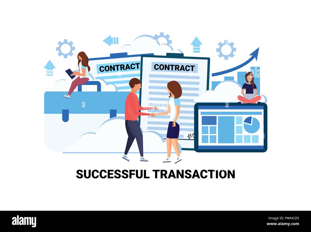 businessman woman handshake after sign up contract successful ...