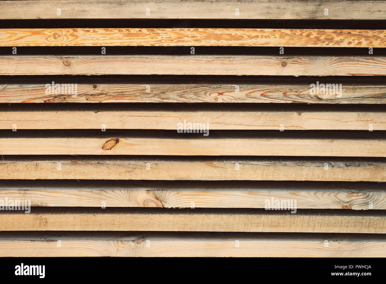 Storage timber. Lumber yard. Stock of timber wood construction in ...