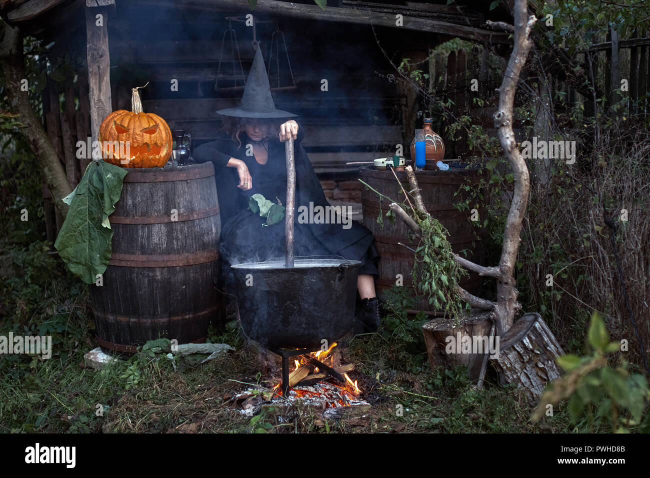 Iron pot witch hi-res stock photography and images - Alamy