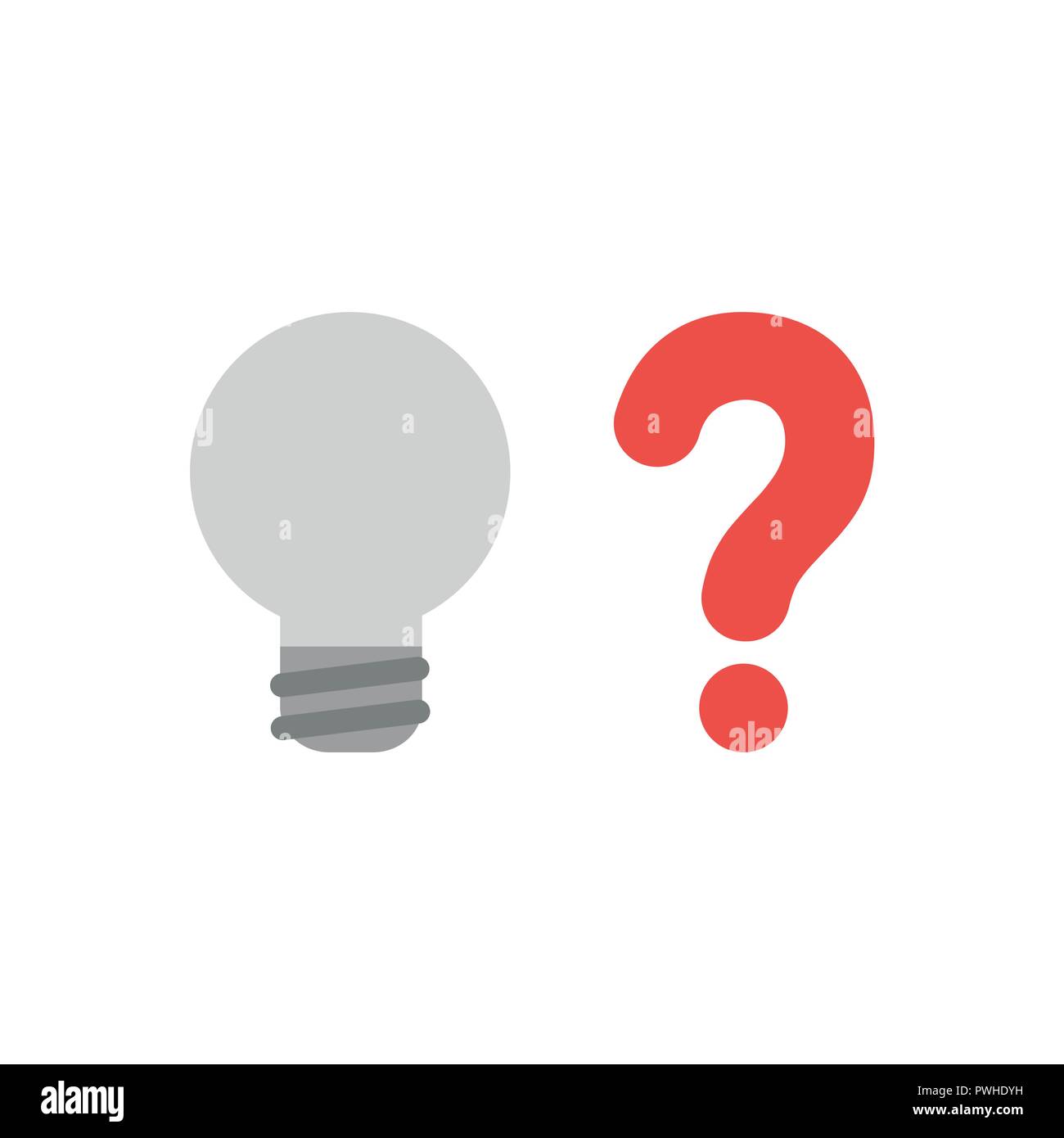 Vector illustration icon concept of grey light bulb with red question ...