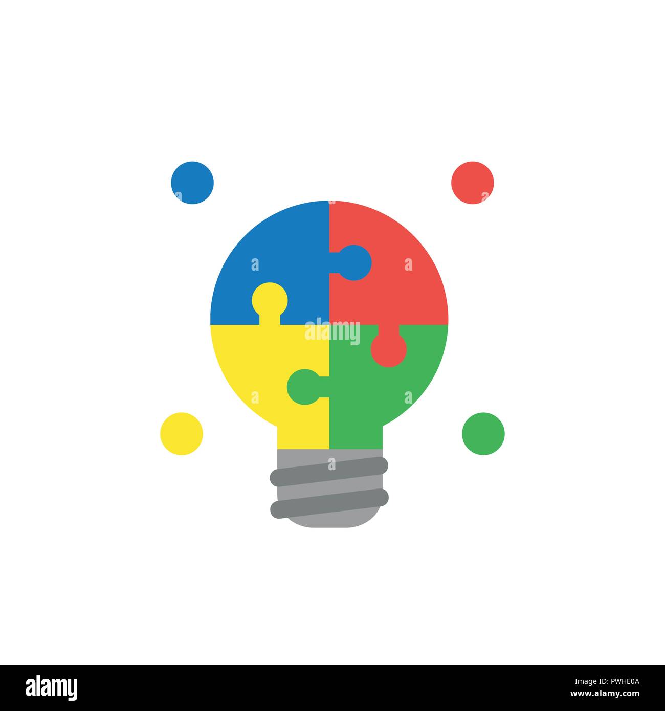 Vector illustration icon concept of light bulb puzzle pieces connected ...