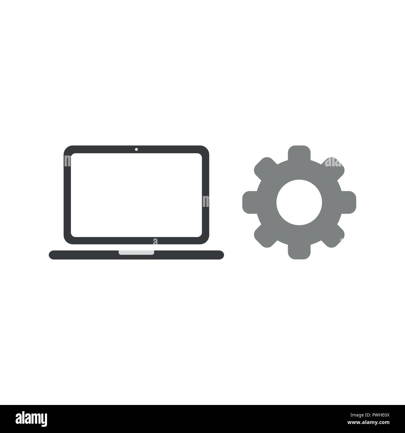 Vector illustration icon concept of laptop computer with gear Stock ...