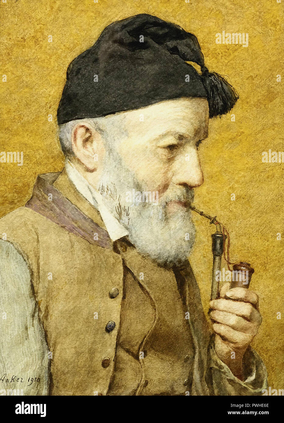 Anker Albert - Alter Bauer Mit Pfeife 2 Stock Photo - Alamy