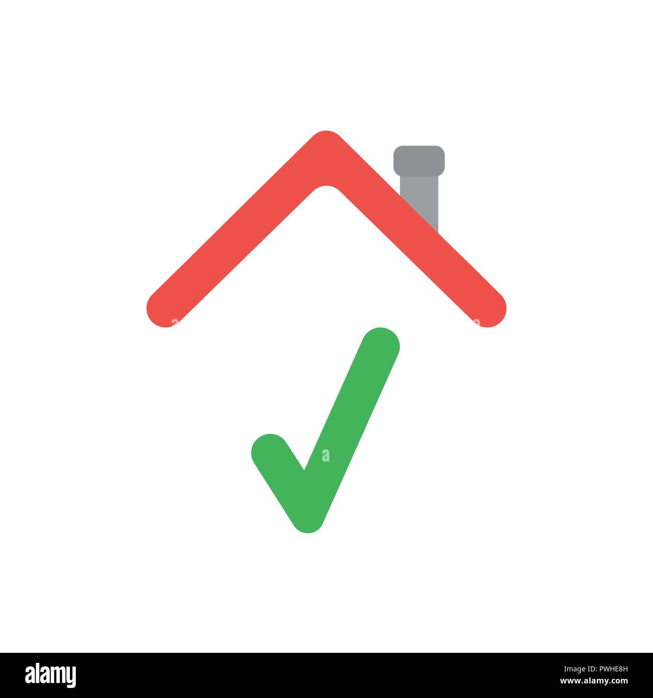 Vector illustration icon concept of check mark under house roof Stock ...