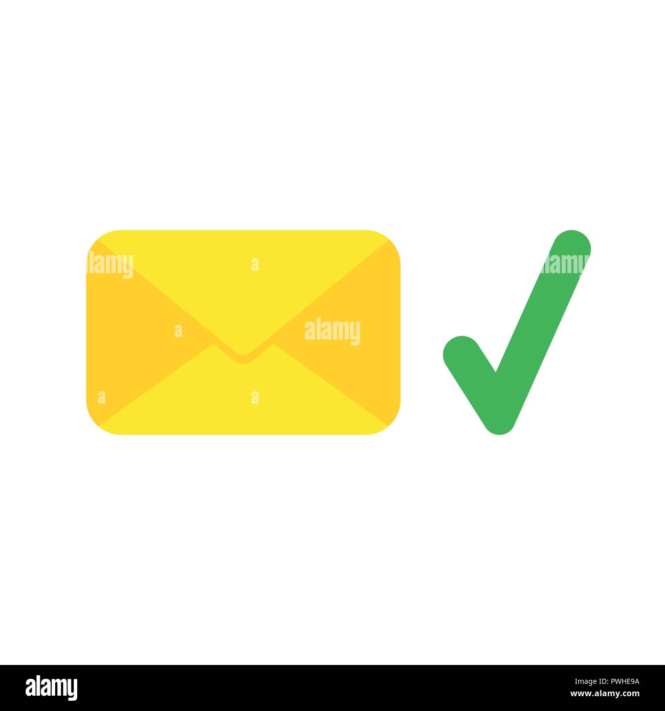 Vector illustration icon concept of closed mail envelope with check ...