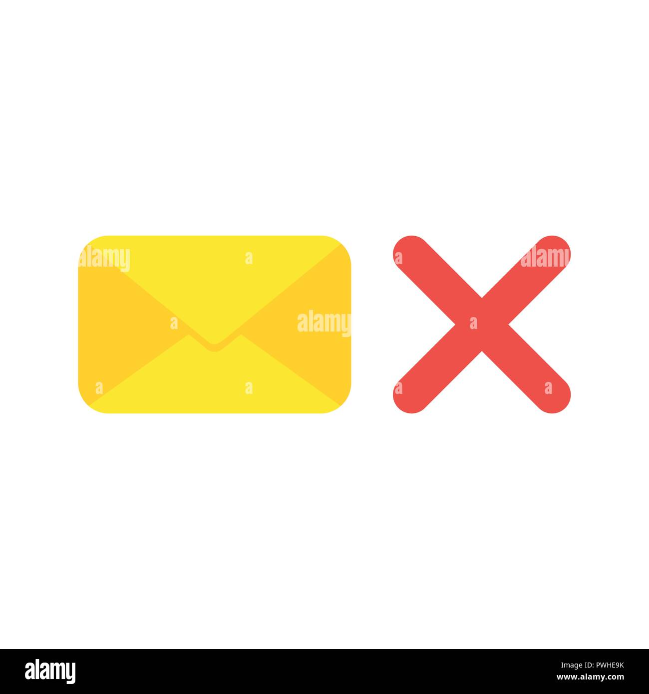 Vector illustration icon concept of closed mail envelope with x mark ...