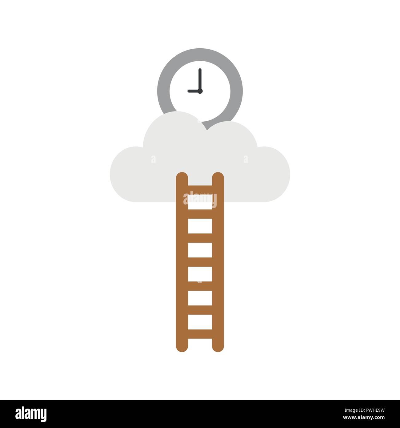 Vector illustration icon concept of reach clock on cloud with wooden ...