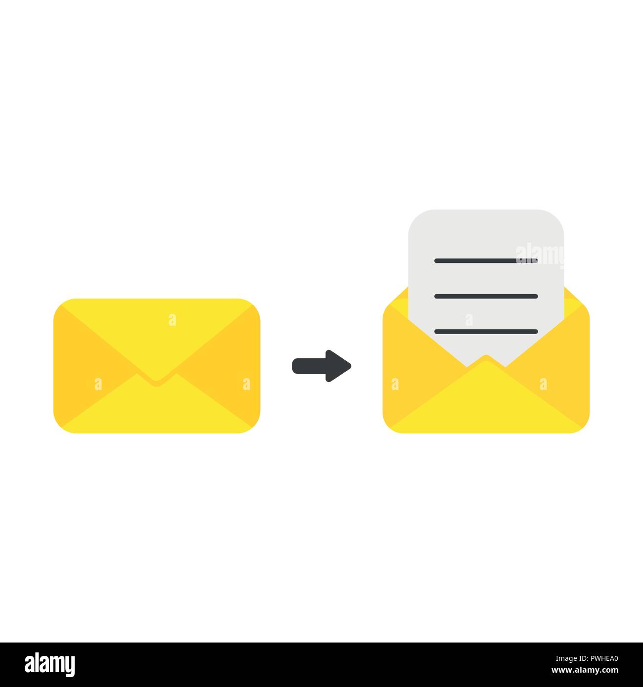 Vector illustration icon concept of closed and opened mail envelope ...