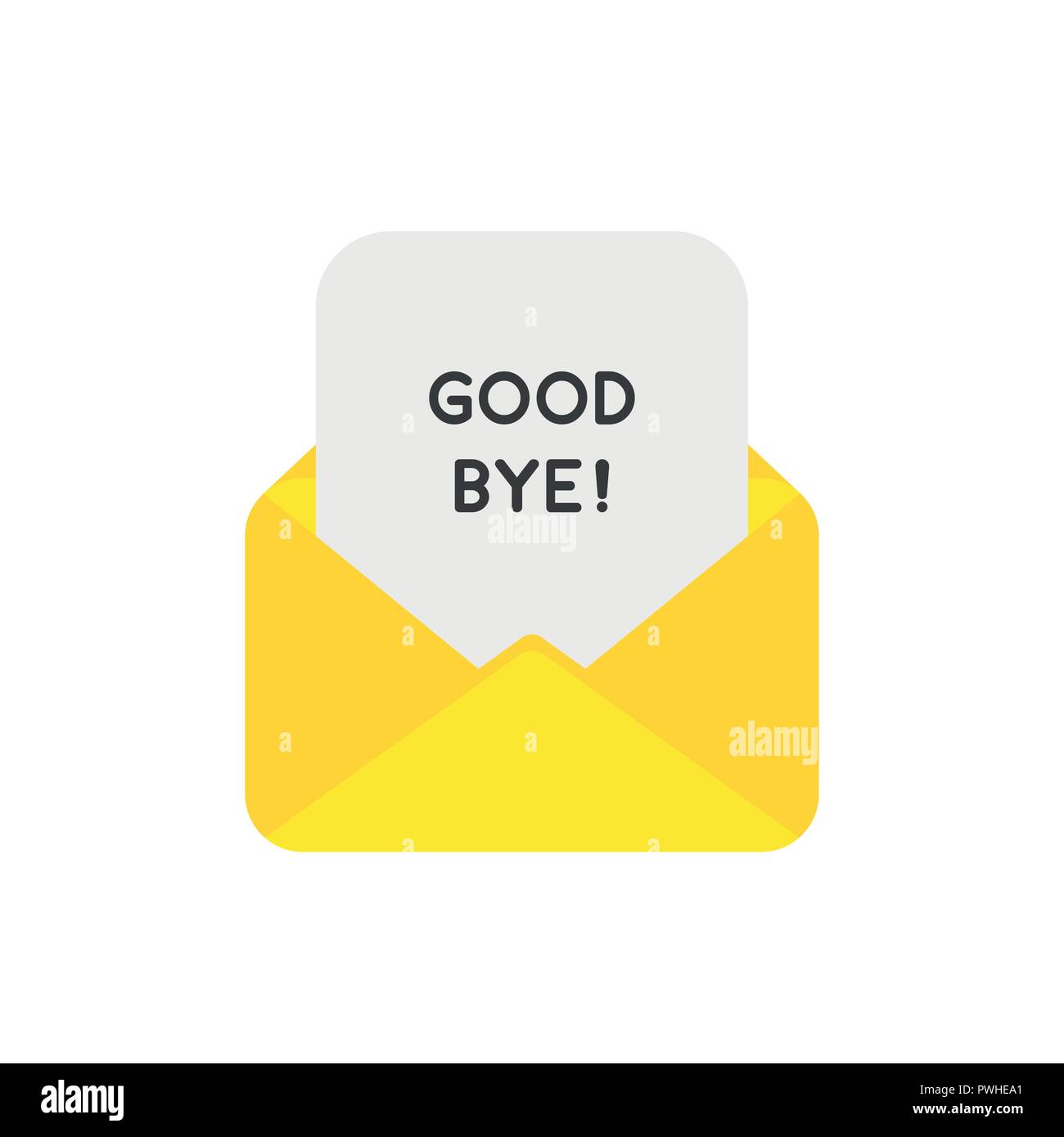 Vector illustration icon concept of mail envelope with good bye paper ...