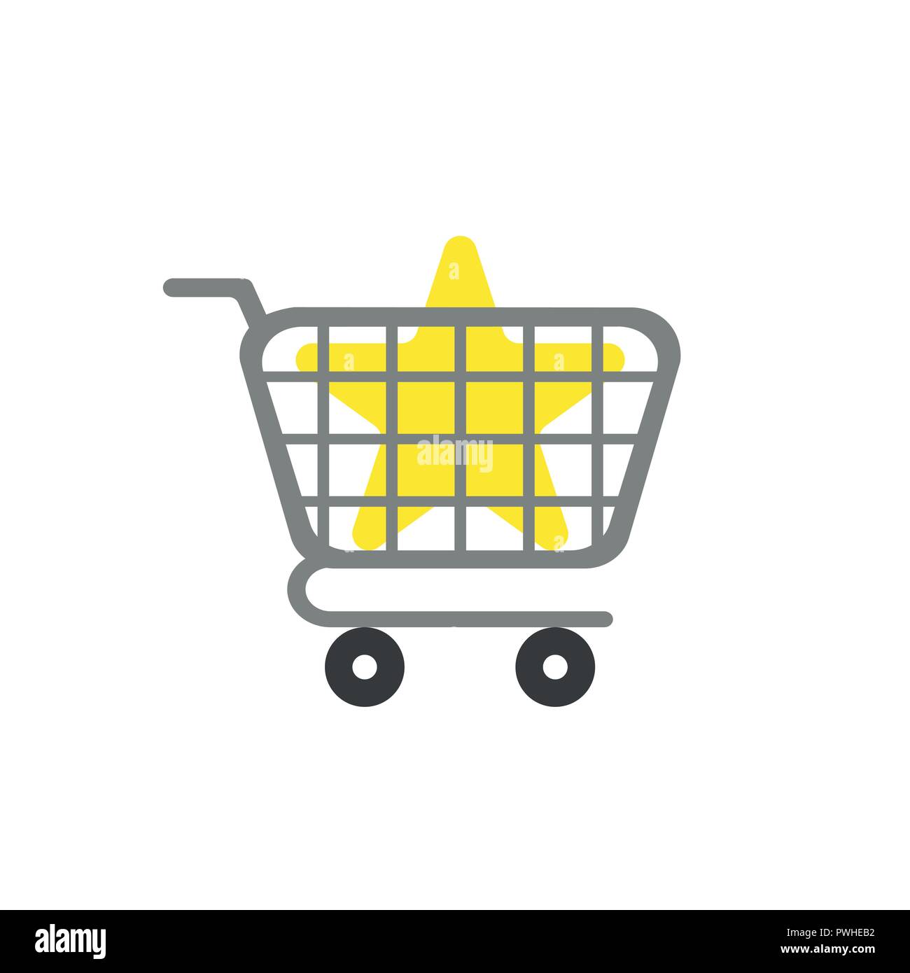 Vector illustration icon concept of star inside shopping cart Stock ...