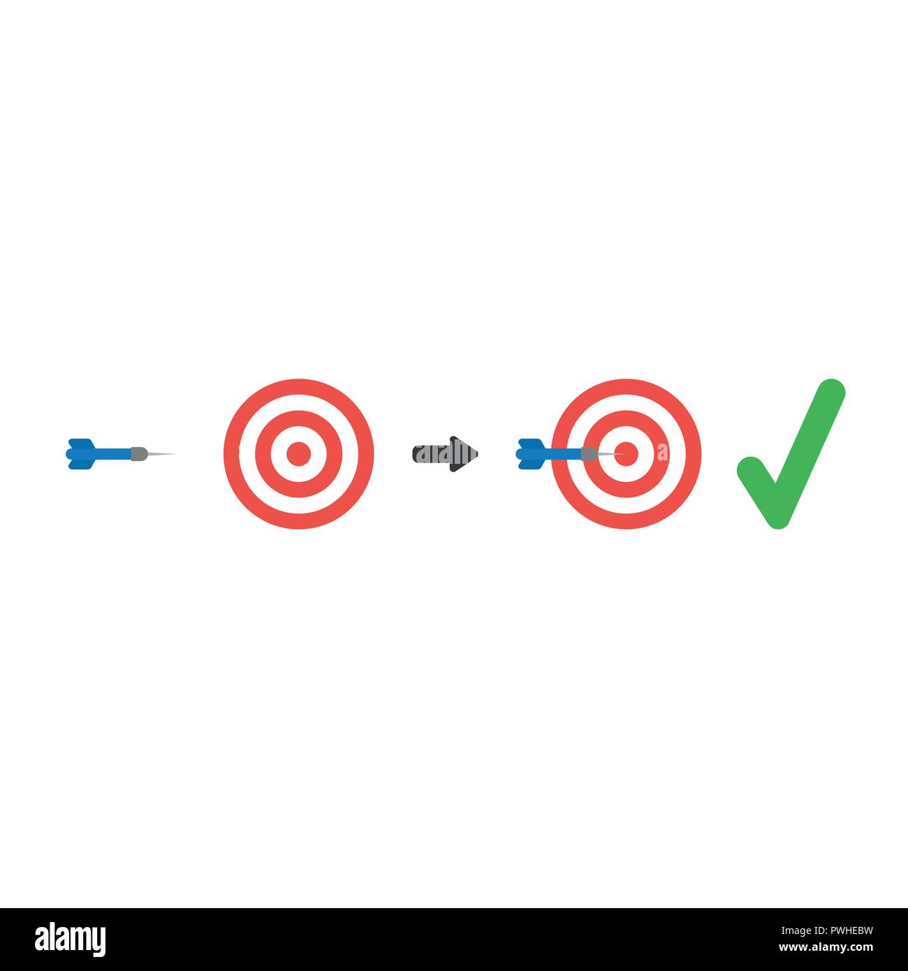 Vector illustration icon concept of bulls eye and dart in the center ...
