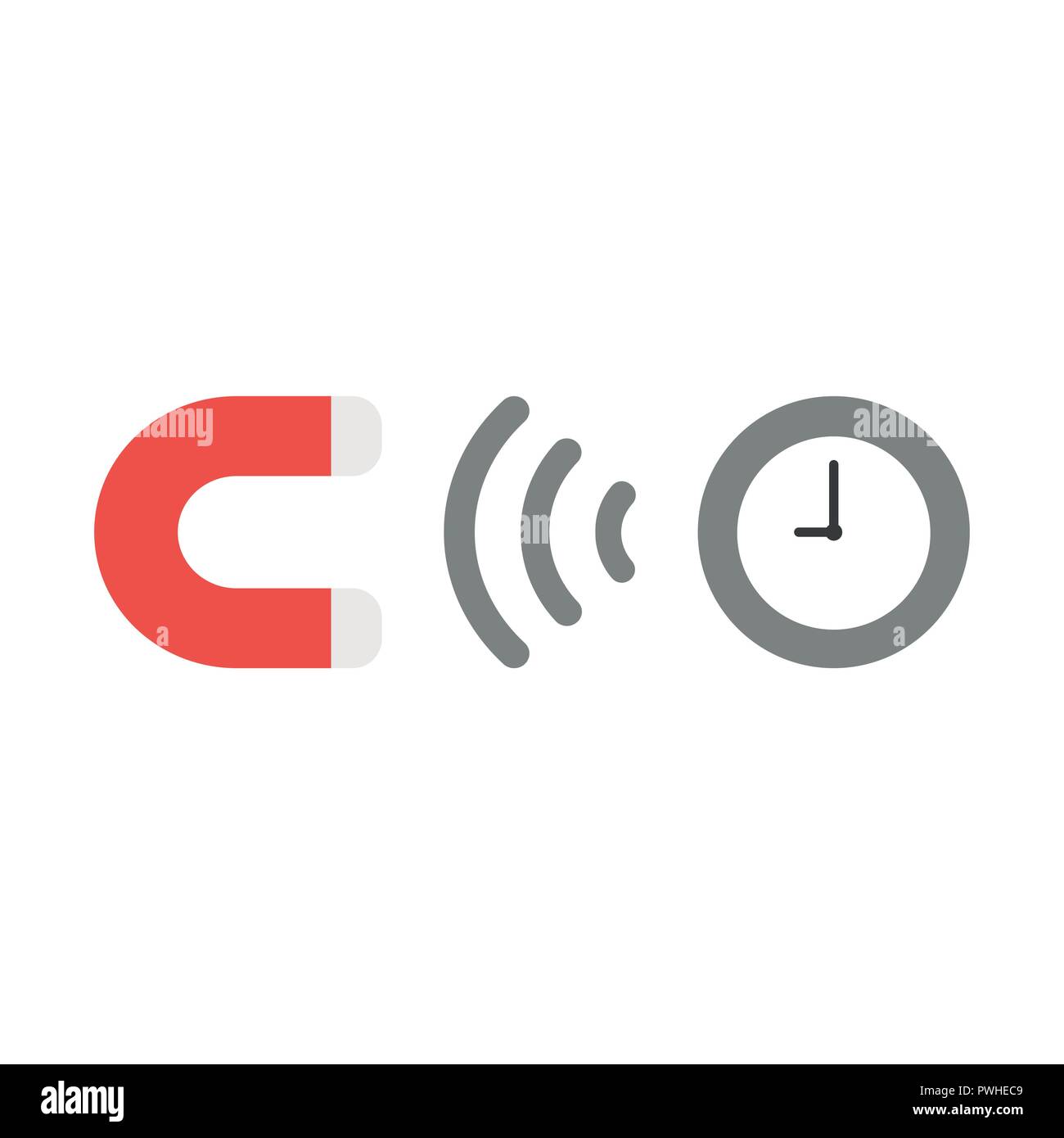 Vector illustration icon concept of magnet attracting clock Stock ...