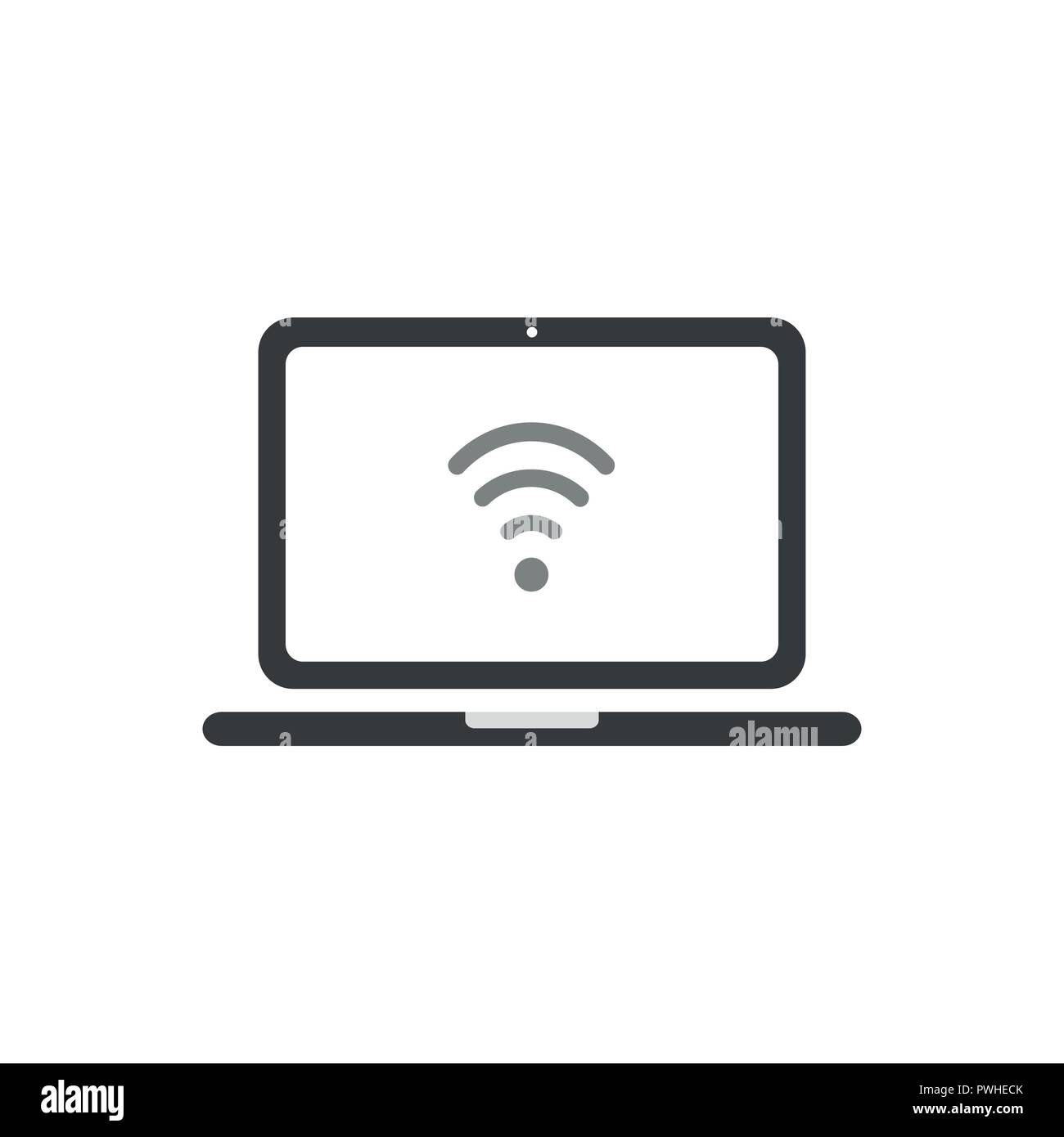 Vector illustration icon concept of wireless wifi symbol inside laptop ...