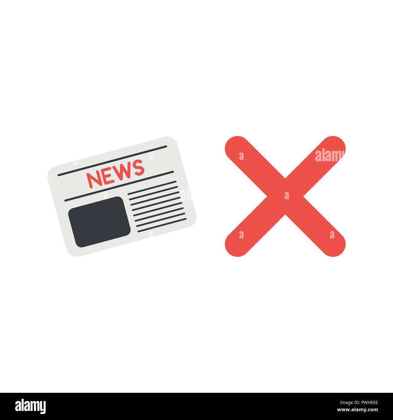 Vector illustration icon concept of newspaper with x mark Stock Vector ...