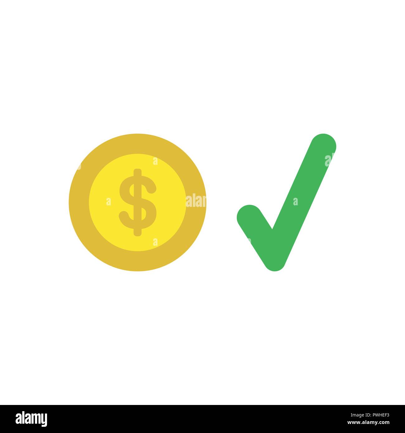 Vector illustration icon concept of dollar coin with check mark Stock ...