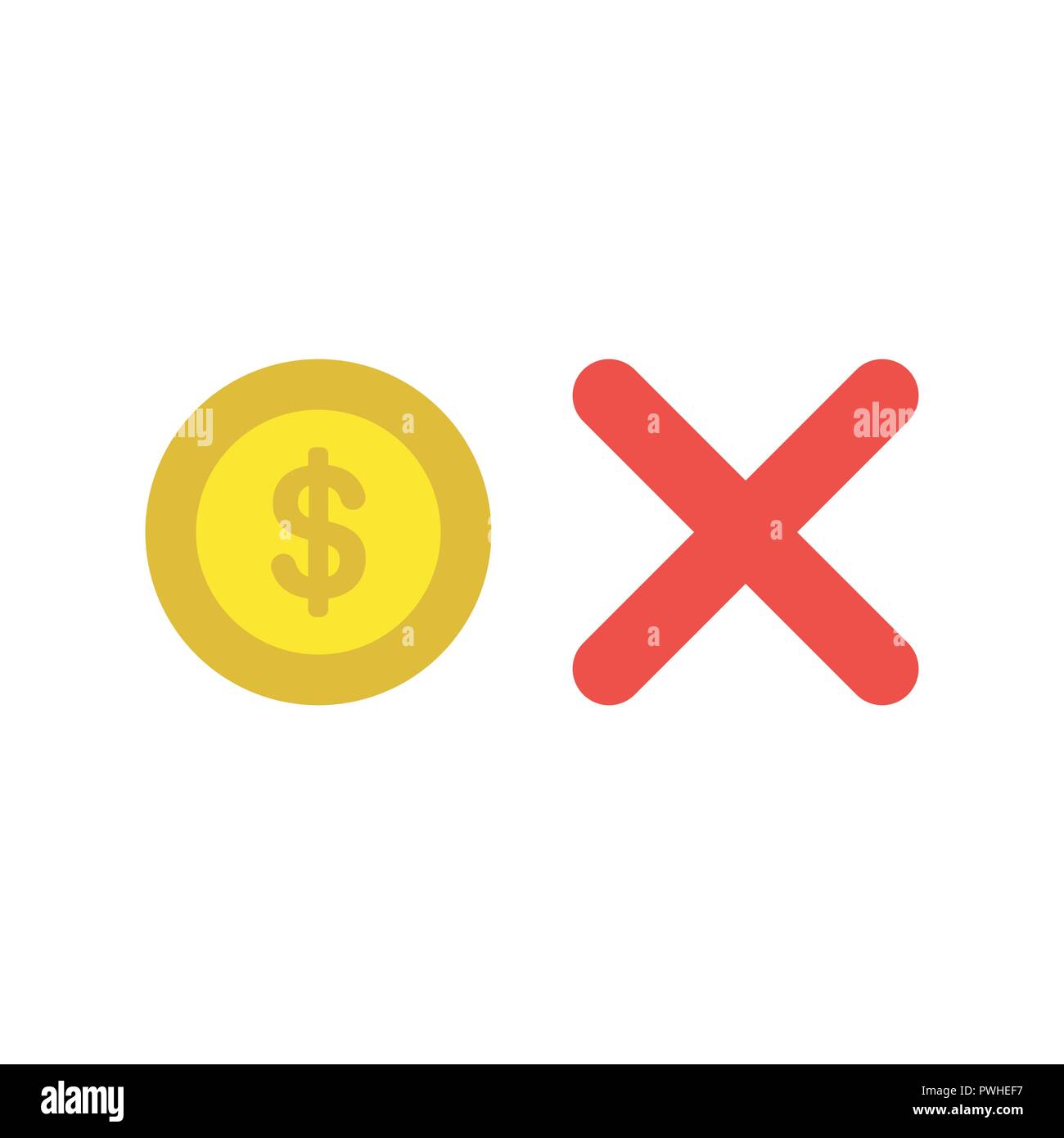 Vector illustration icon concept of dollar coin with x mark Stock ...