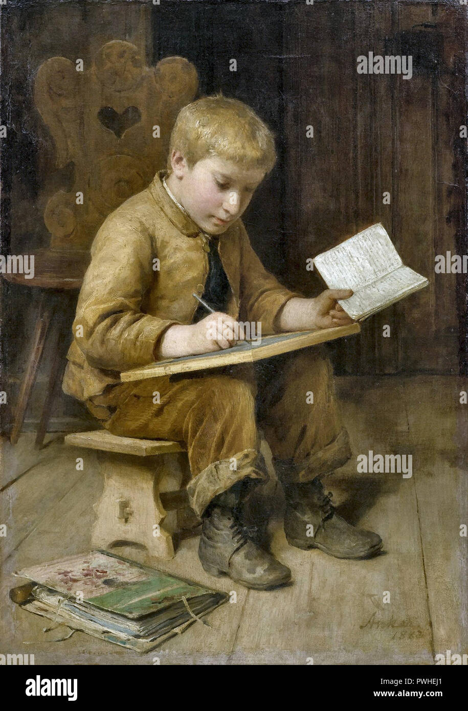 Anker Albert - Knabe Mit Schiefertafel 2 Stock Photo - Alamy