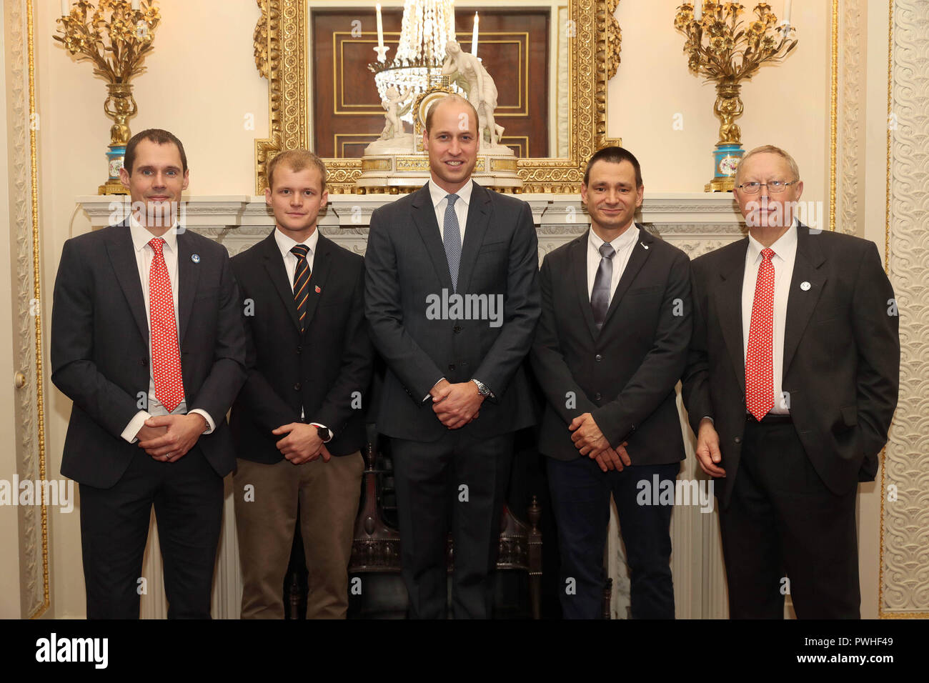 The Duke of Cambridge, with (left to right) Chris Jewell, Connor Roe ...
