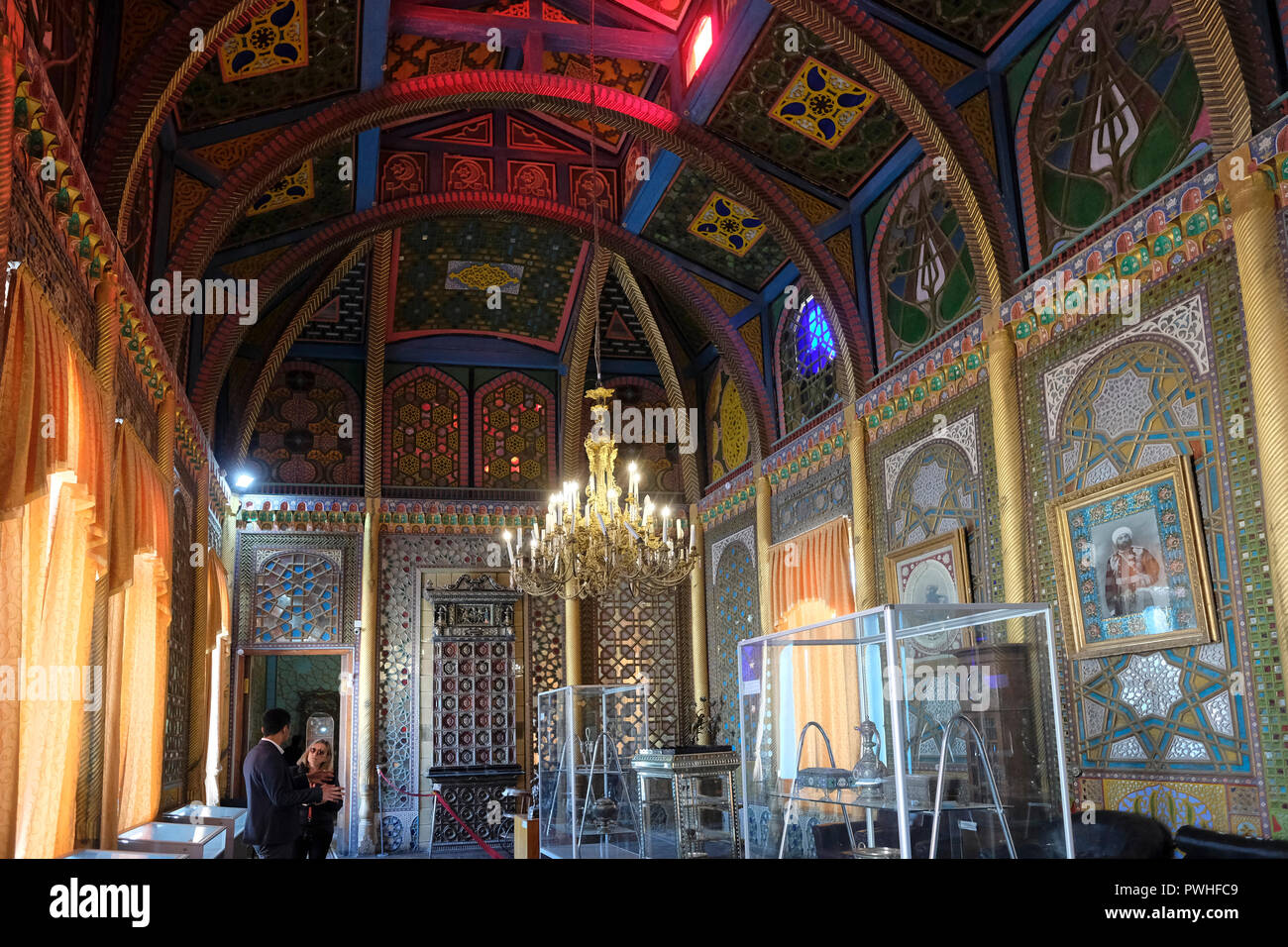 Interior of the waiting room decorated with masterpieces of Uzbek ...