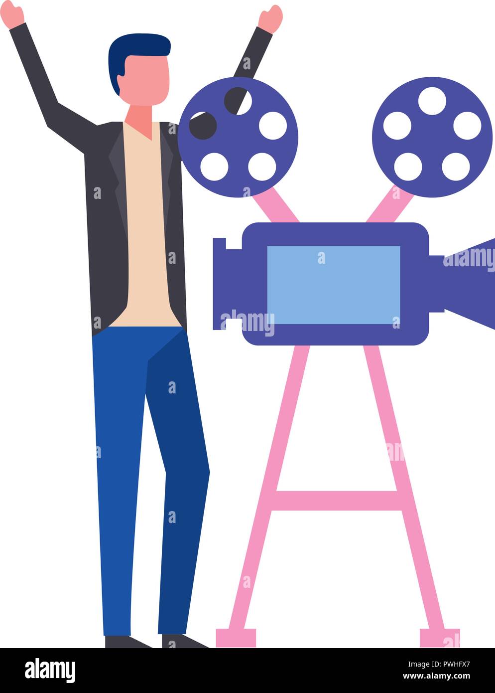 man director projector production movie film vector illustration Stock ...