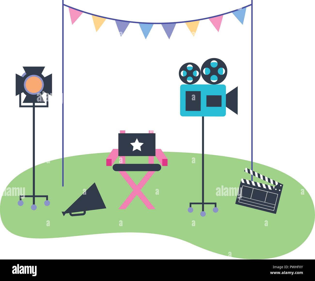 Camera movie vintage chair Cut Out Stock Images & Pictures - Alamy