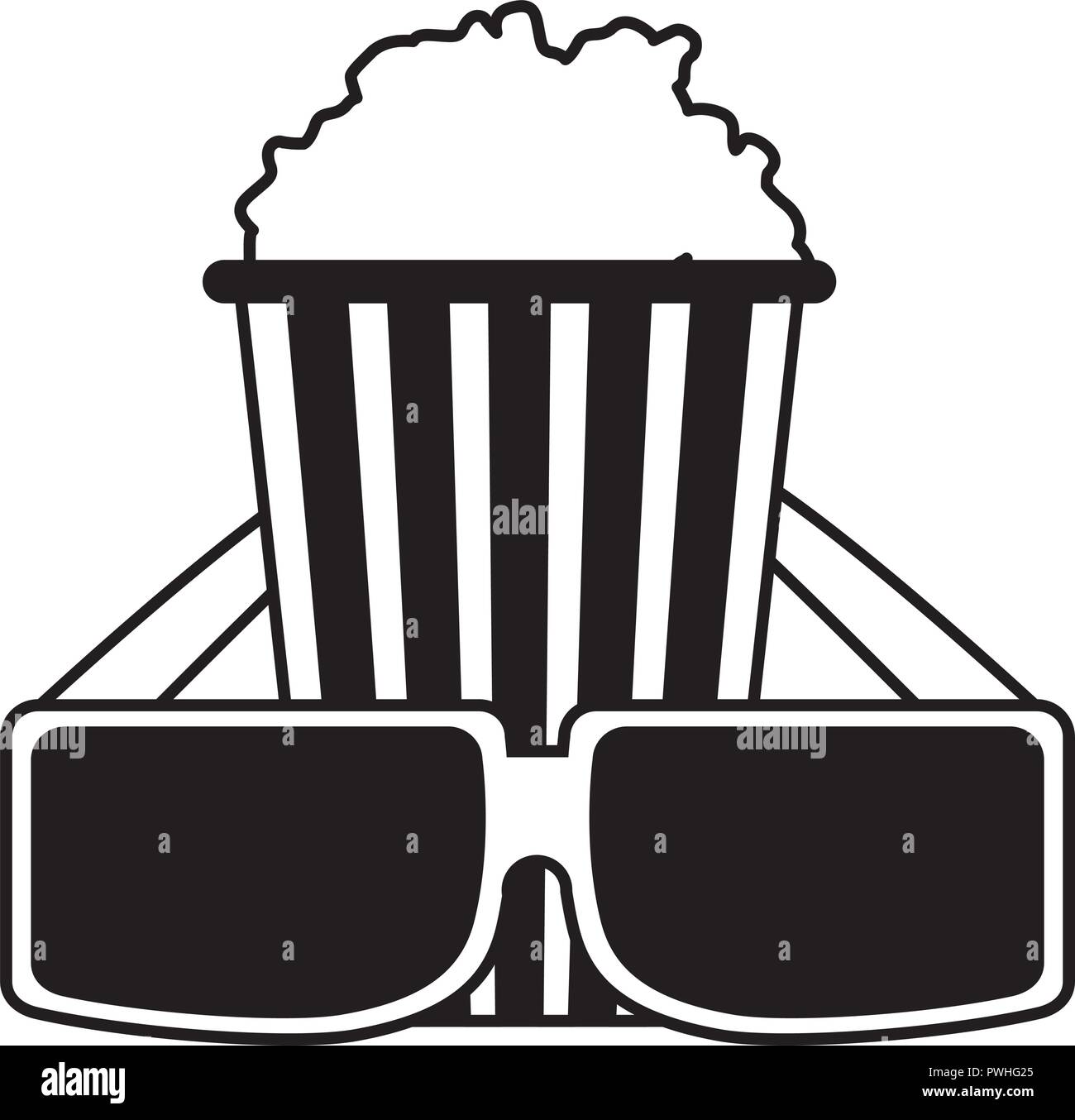 cinema popcorn and 3d glasses movie film vector illustration Stock ...
