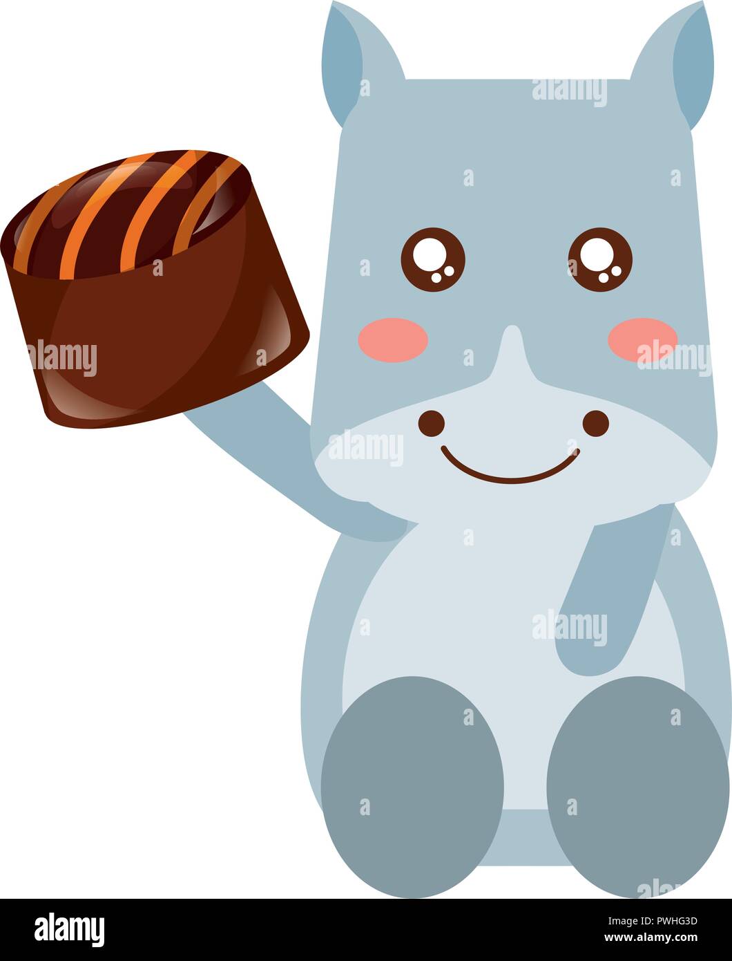 cute hippo with chocolate sweet bonbon vector illustration Stock Vector ...