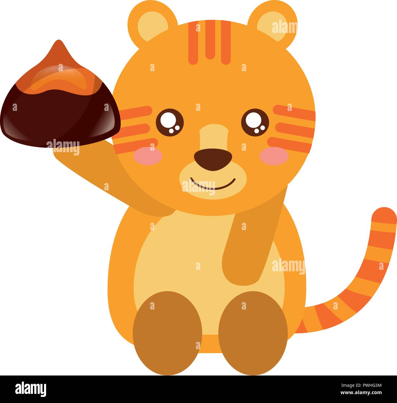 cute tiger with sweet candy vector illustration Stock Vector Image ...