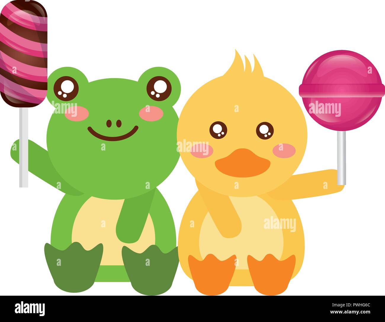 cute frog and duck sweet lollipop vector illustration Stock Vector ...