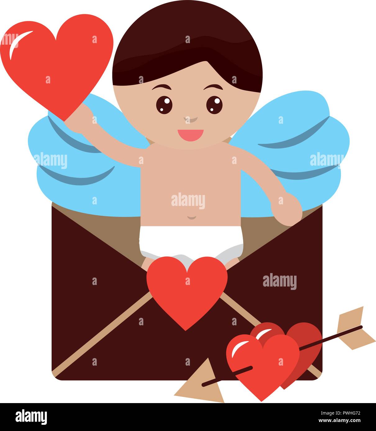 cute cupid message love celebration valentine vector illustration Stock ...