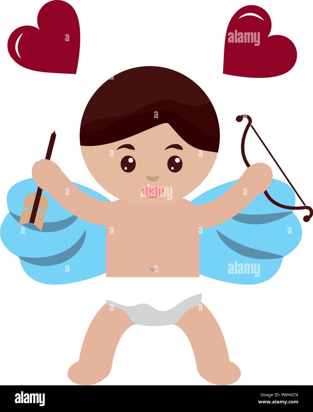 cute cupid with arrow celebration valentine vector illustration Stock ...