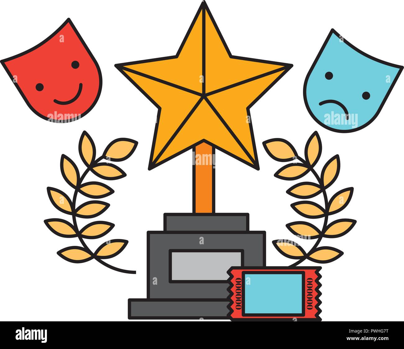 cinema movie trophy award ticket cinema vector illustration Stock ...