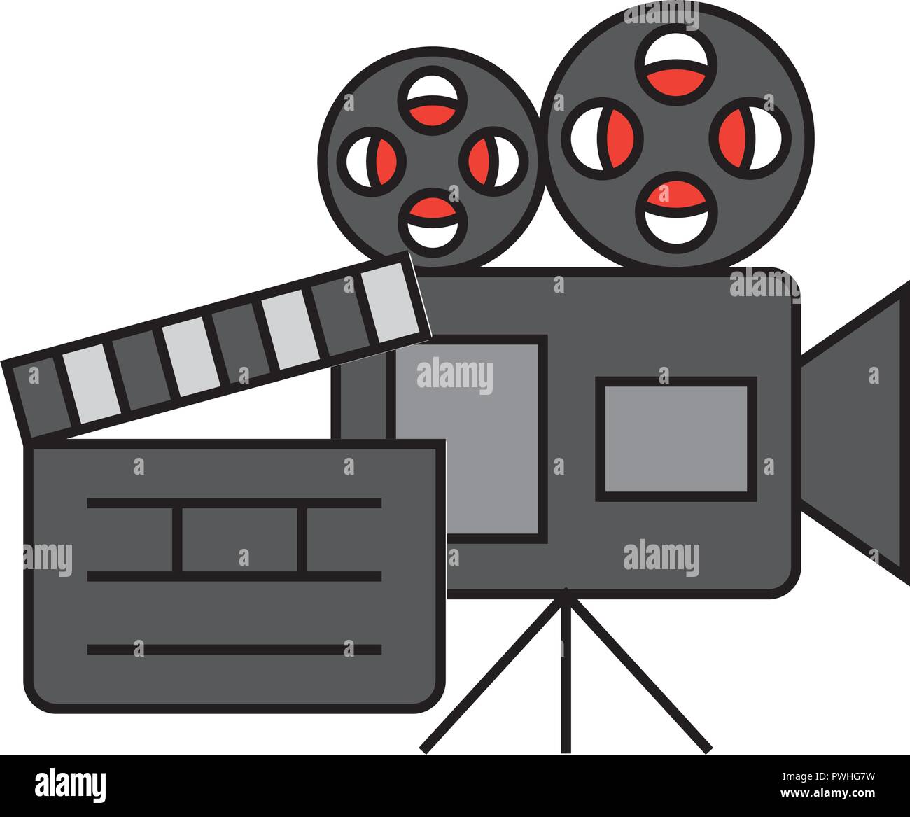 cinema movie projector camera clapboard vector illustration Stock ...