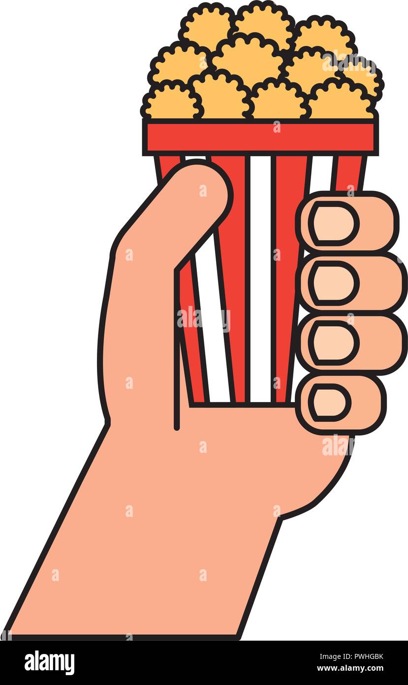 hand holding popcorn cinema movie vector illustration Stock Vector ...