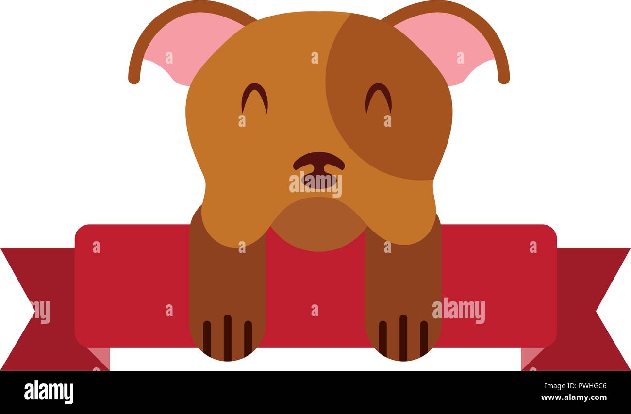 cute mascot dog domestic ribbon vector illustration Stock Vector Image ...