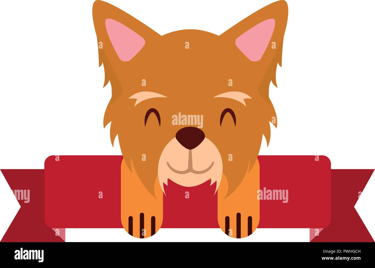 cute mascot dog domestic ribbon vector illustration Stock Vector Image ...