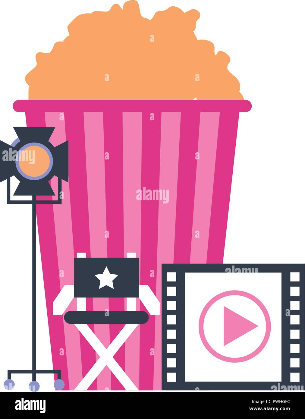 popcorn chair countdown production movie film vector illustration Stock ...