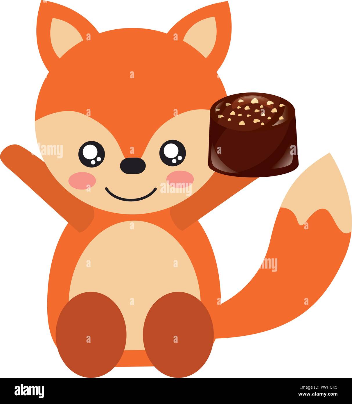 cute fox with sweet candy chocolate vector illustration Stock Vector ...