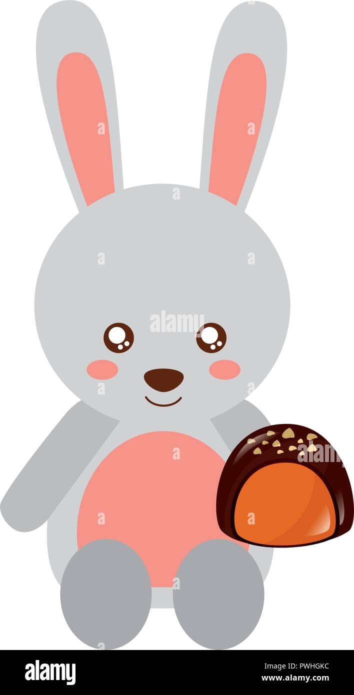 cute rabbit with sweet chocolate candy vector illustration Stock Vector ...