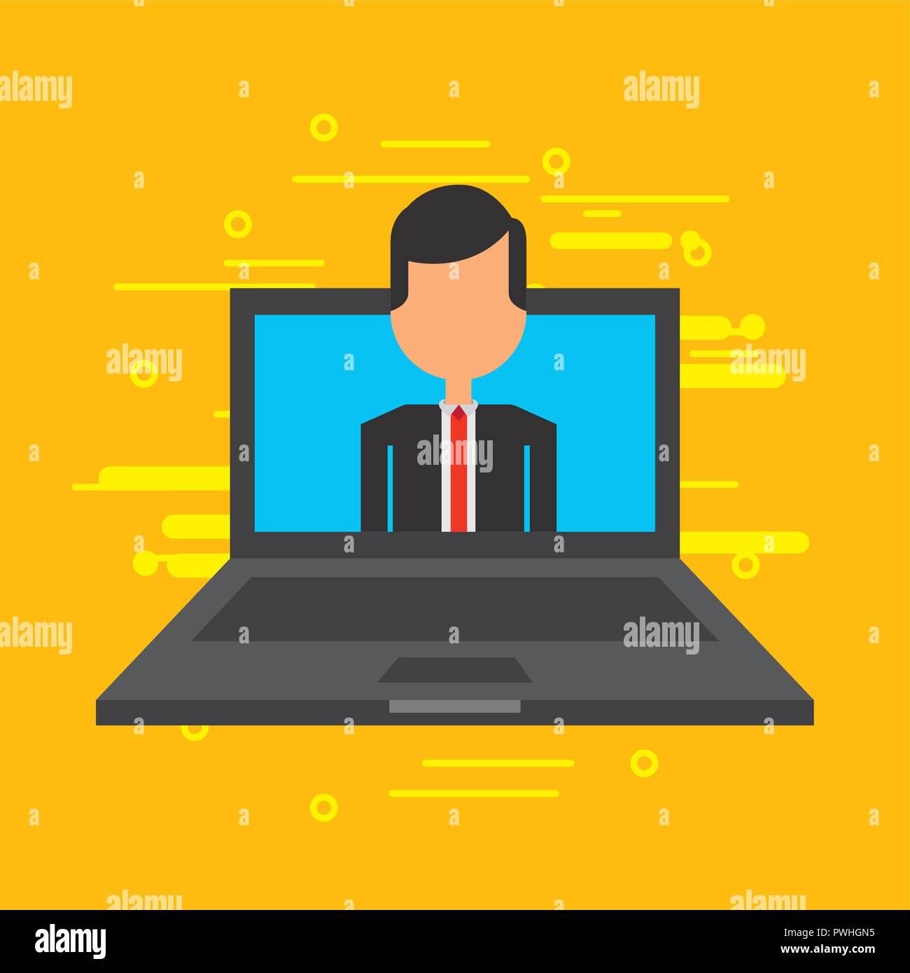 businessman in laptop computer avatar character vector illustration ...