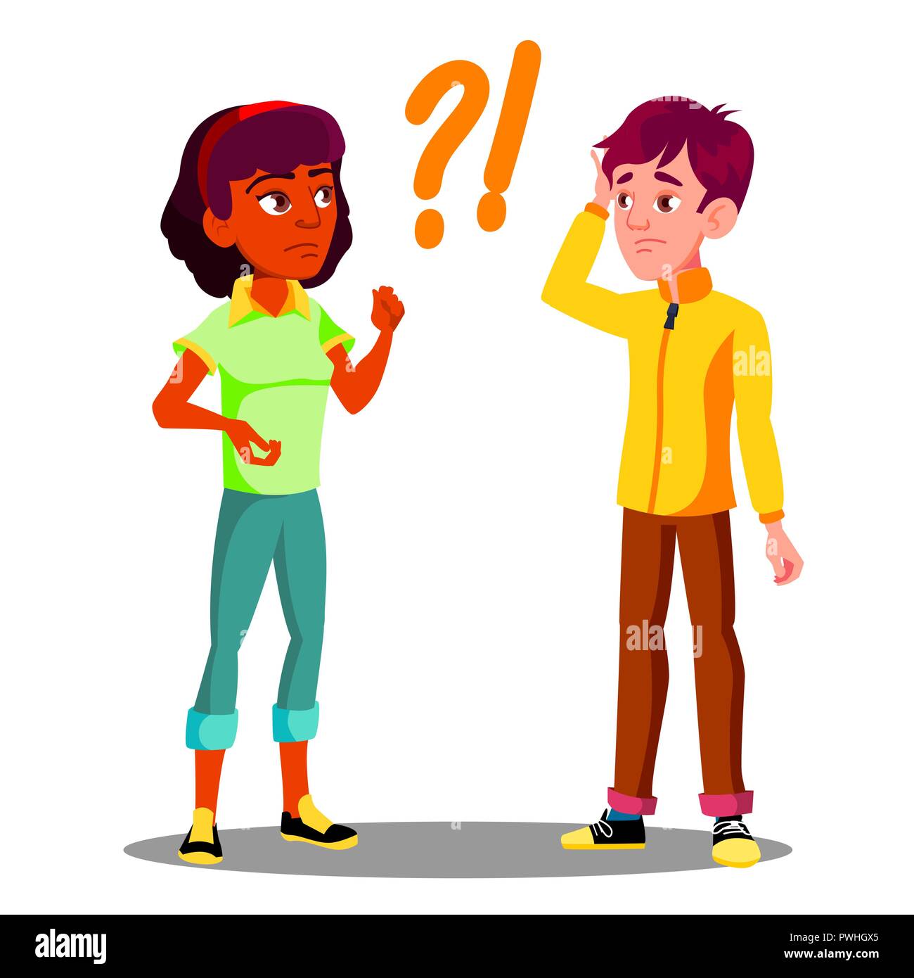 Confused Student With Question Marks Above His Head Vector. Isolated ...