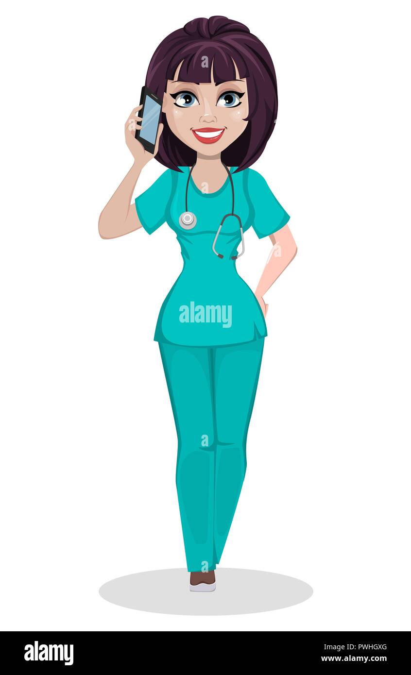 Veterinarian woman. Cute cartoon character, professional female vet ...