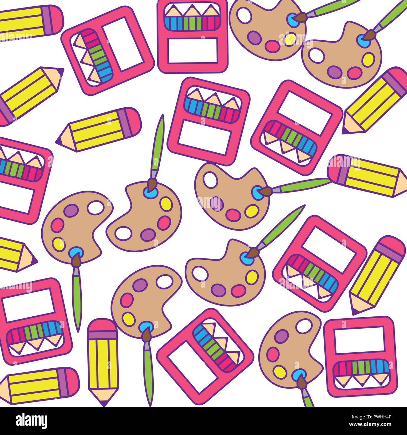 box and palette of colors with pencil pattern vector illustration ...