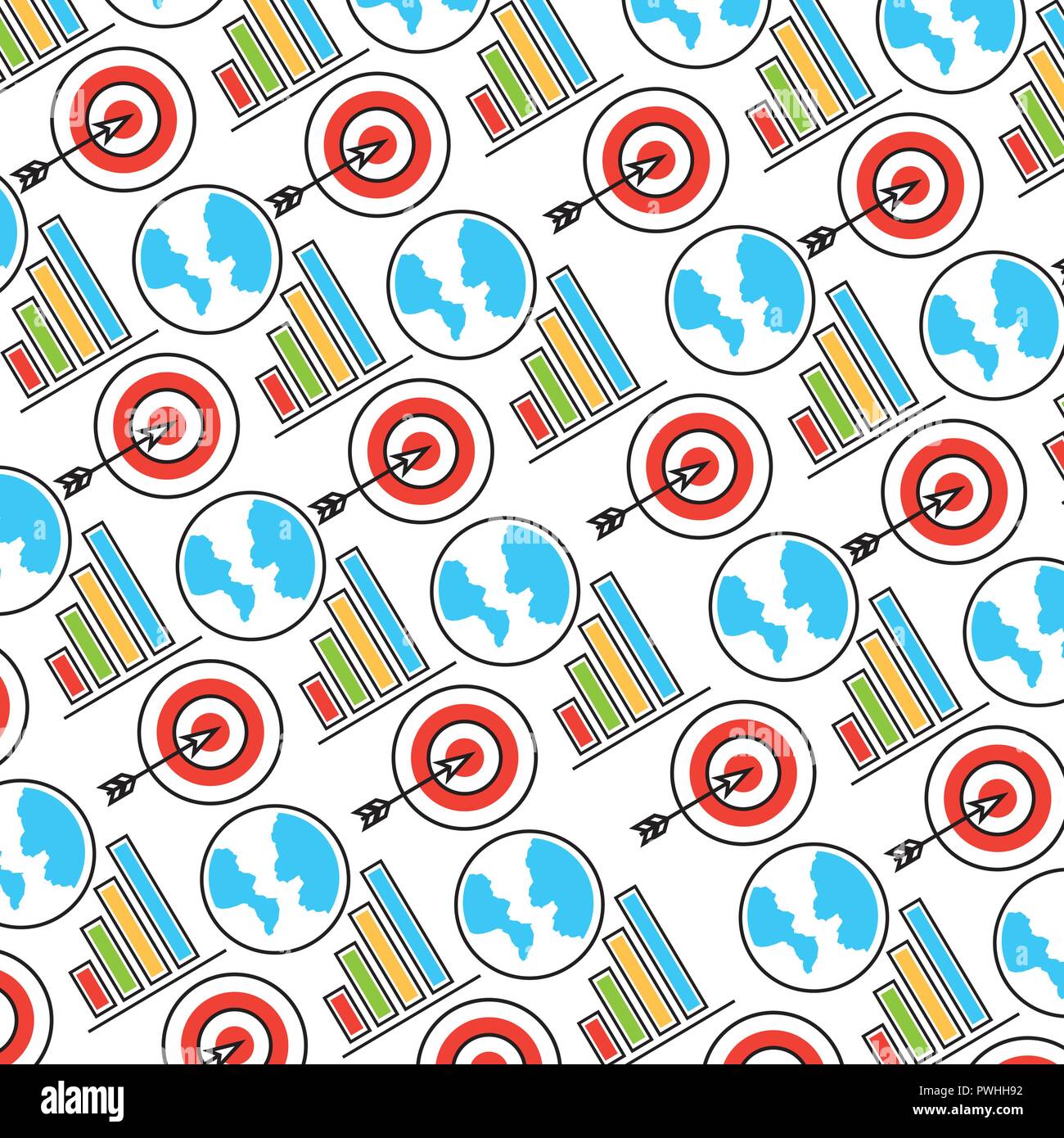 business target world statistics chart pattern vector illustration ...