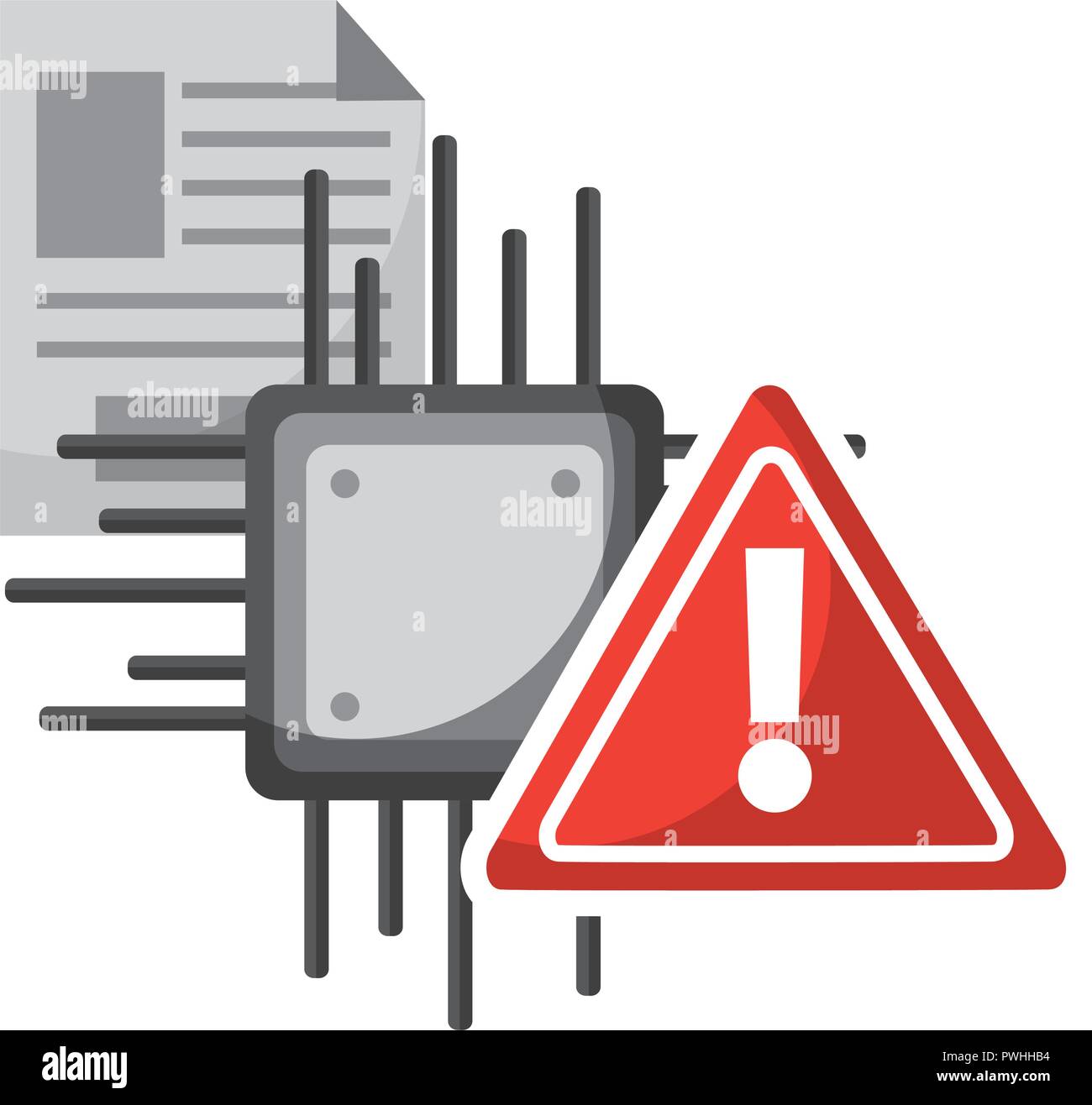 motherboard circuit file warning sign data protection vector ...