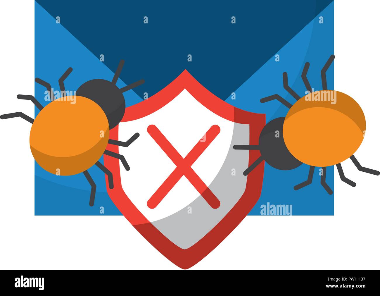 email spam virus bugs alert data protection vector illustration Stock Vector Image & Art - Alamy