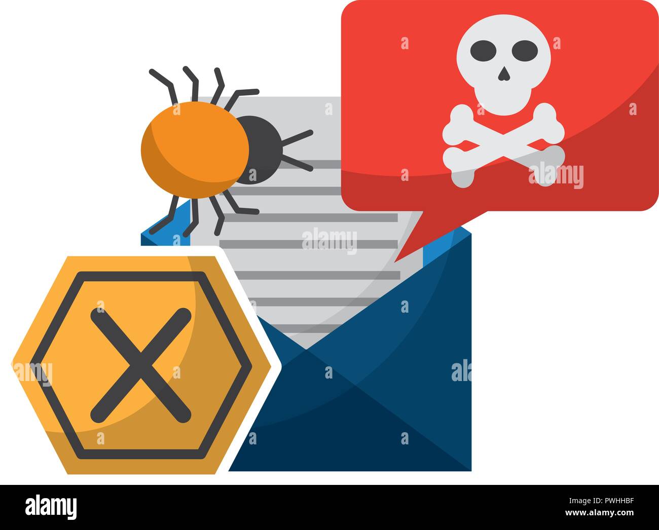 email message danger sign error data protection vector illustration ...