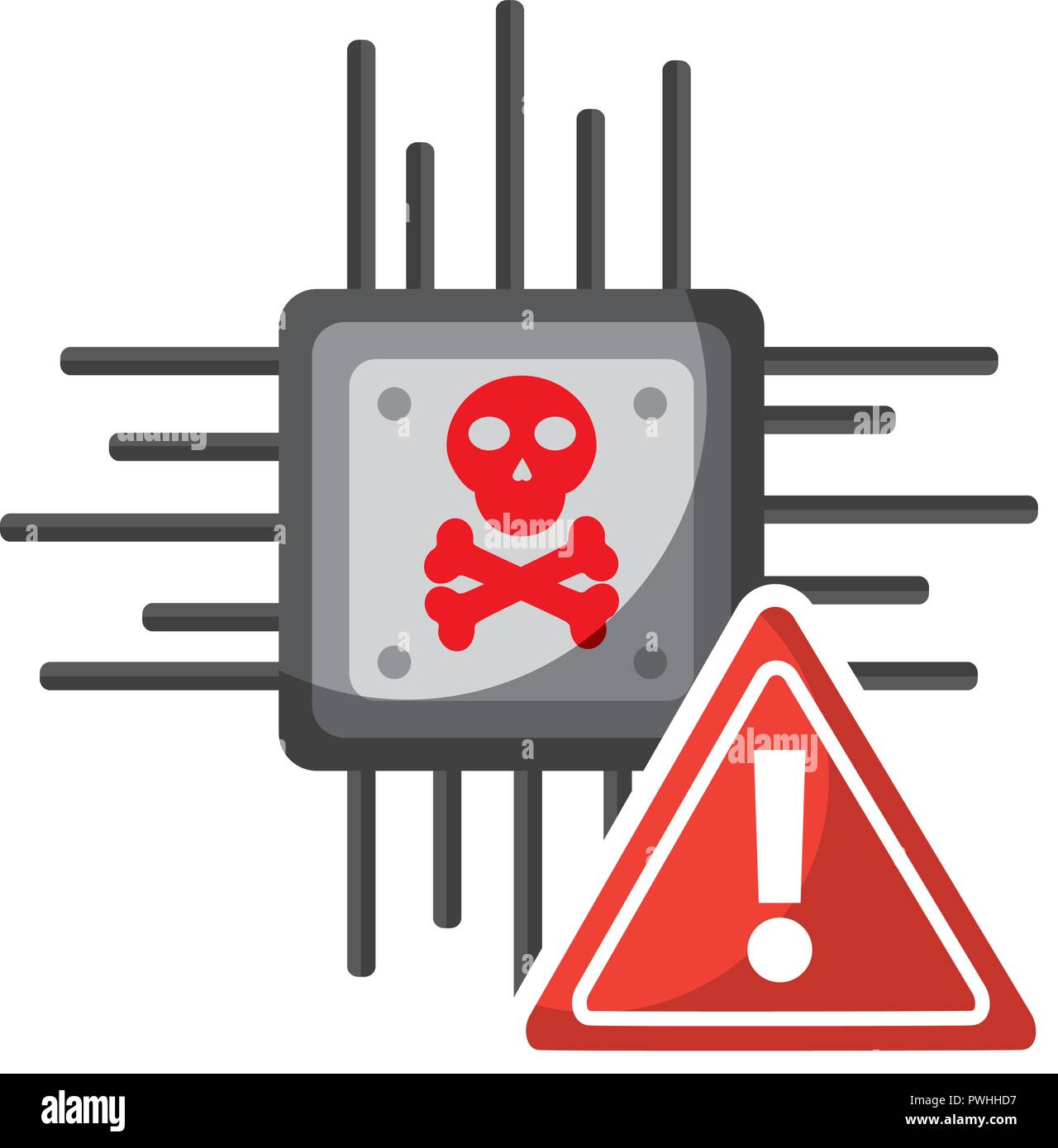 data protection motherboard circuit danger alert sign vector ...