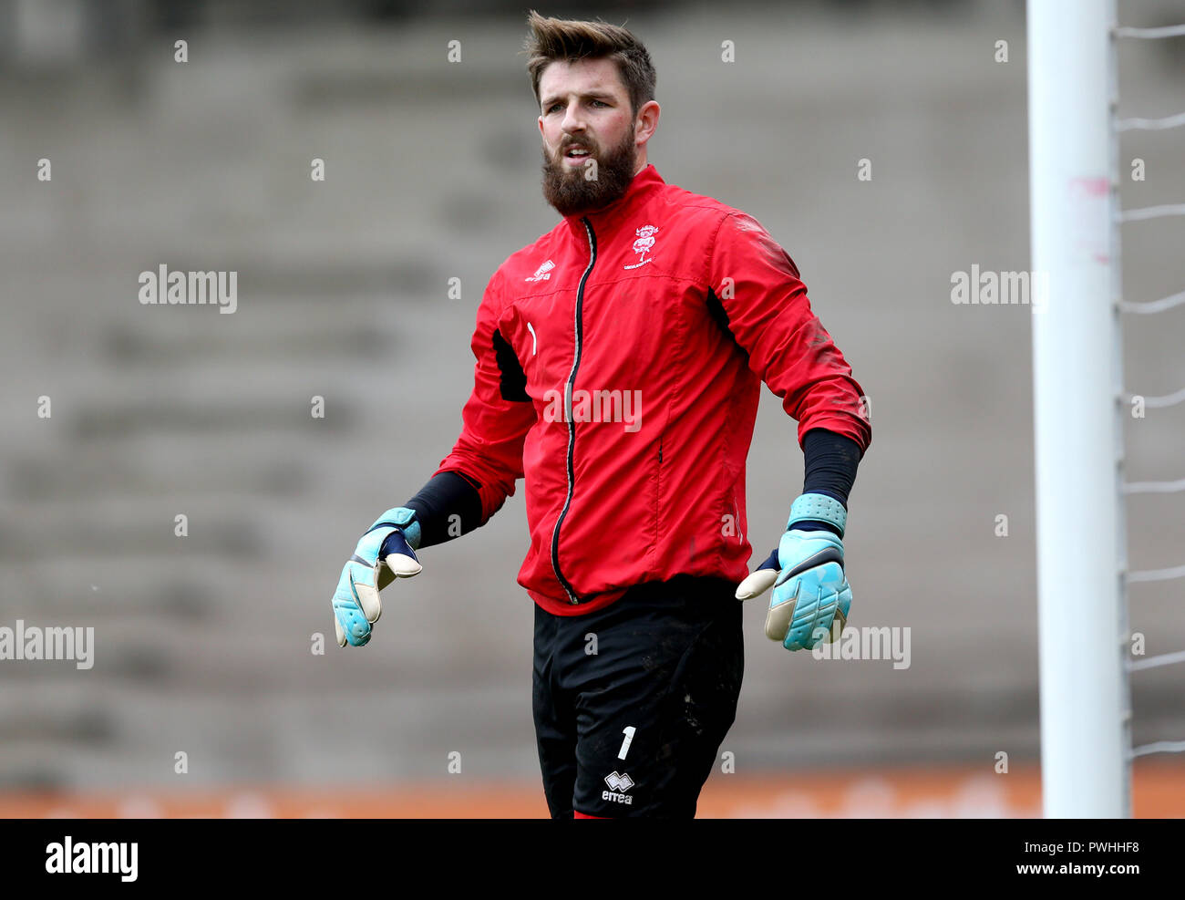 Lincoln City's Goalkeeper Josh Vickers during the pre-match warm up ...