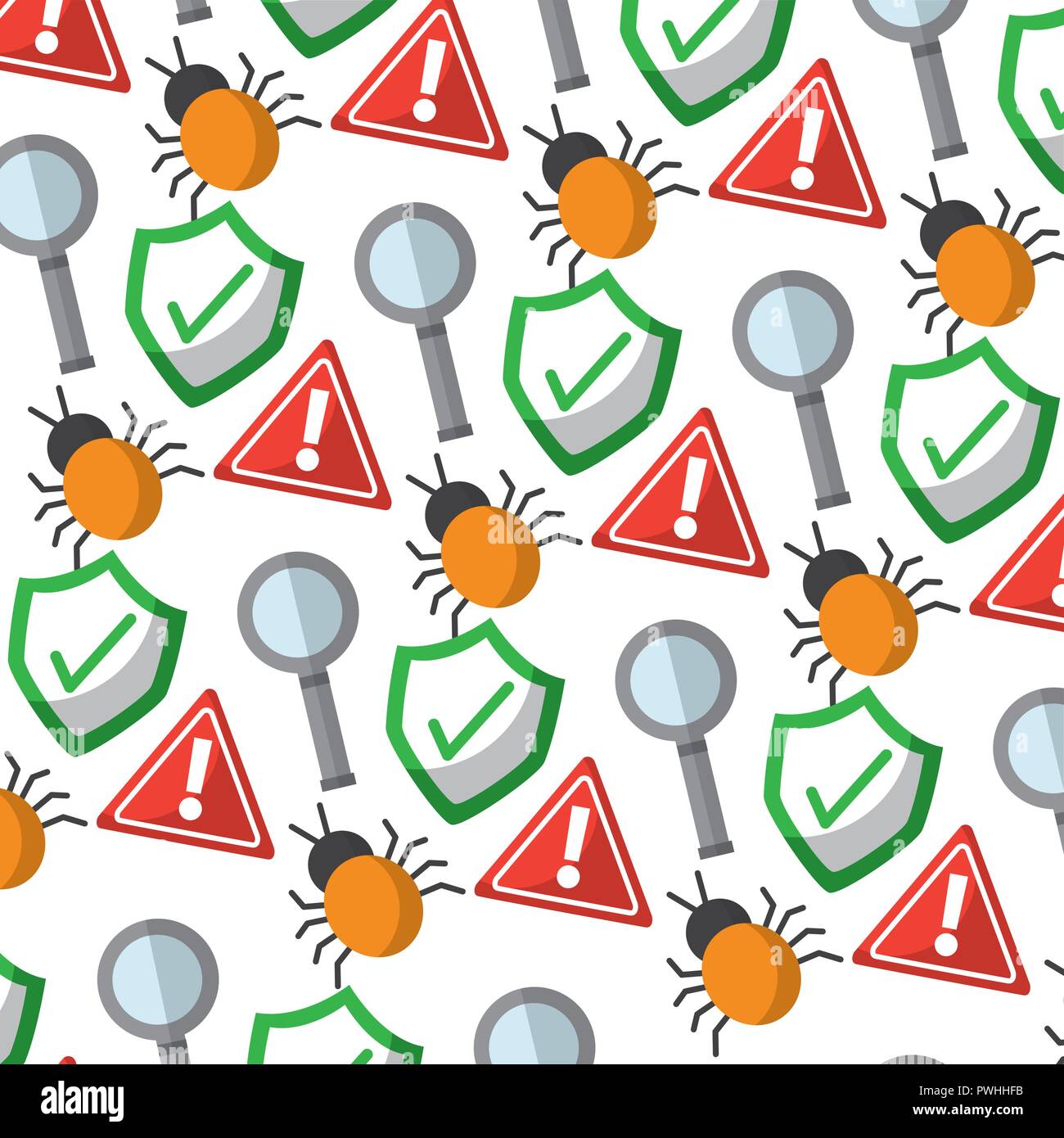 data protection virus magnifying glass alert pattern vector ...